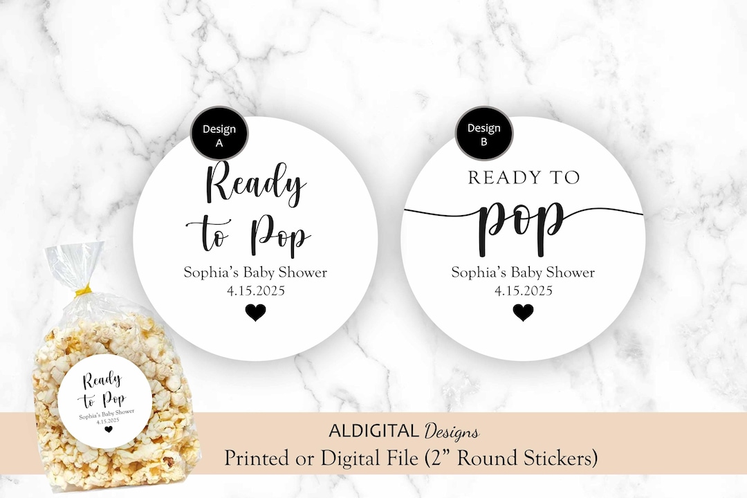 Ready to Pop Sticker, Ready to Pop Labels, Popcorn Baby Shower Stickers ...
