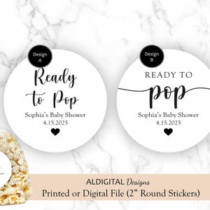 Ready to Pop Sticker, Ready to Pop Labels, Popcorn Baby Shower Stickers ...