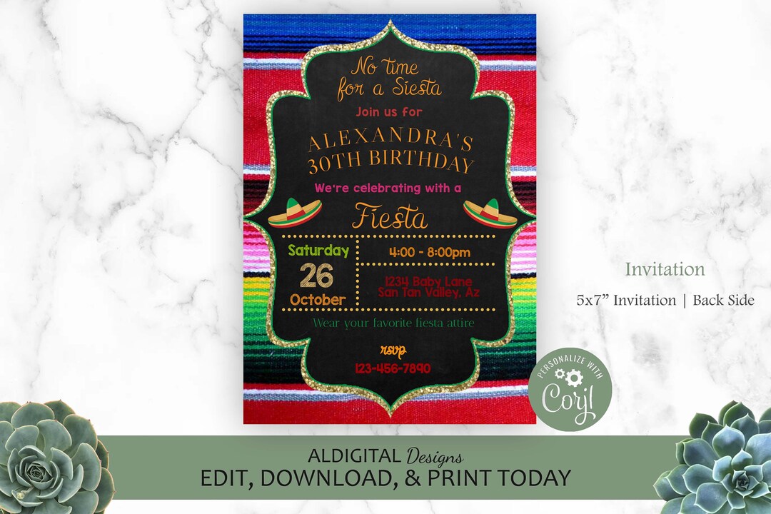 Fiesta Invitation, Fiesta Birthday Invitation, Fiesta Sarape Birthday ...