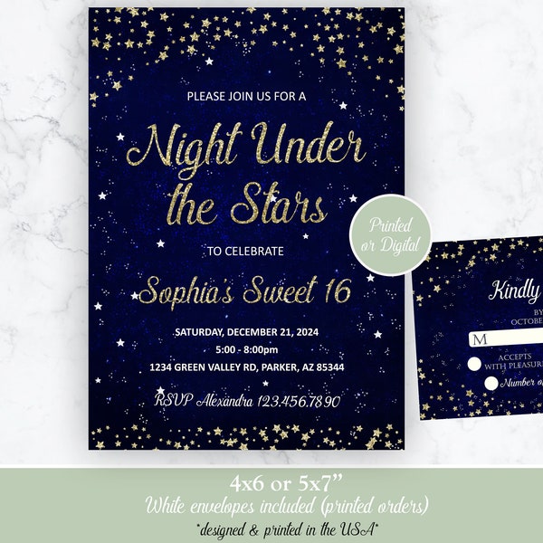 Starry Night Invitation - Etsy
