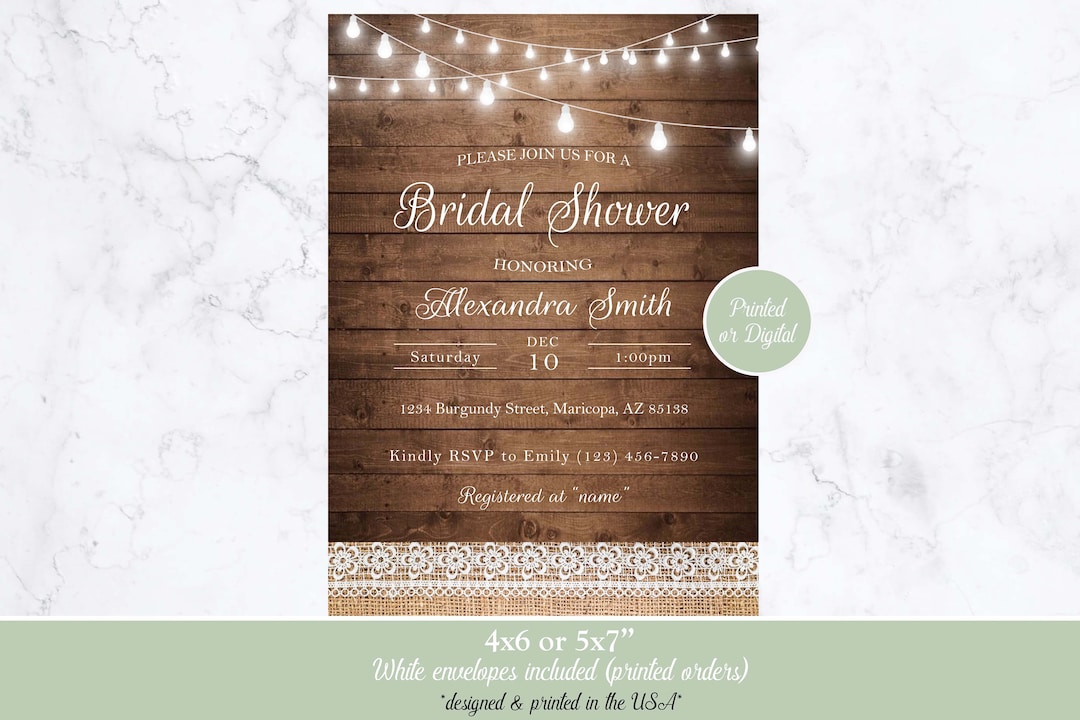 Rustic Bridal Shower Invitation, Rustic Bridal Shower, Bridal Shower ...