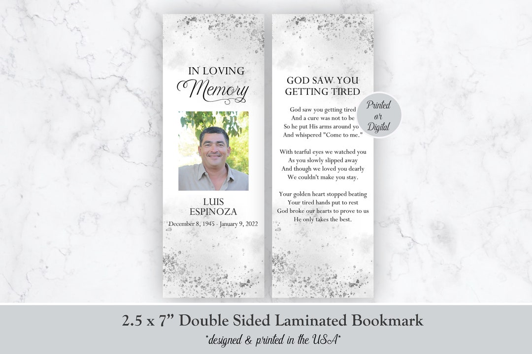 Memorial Bookmarks, Funeral Memorial Laminated Bookmarks, Memorial ...