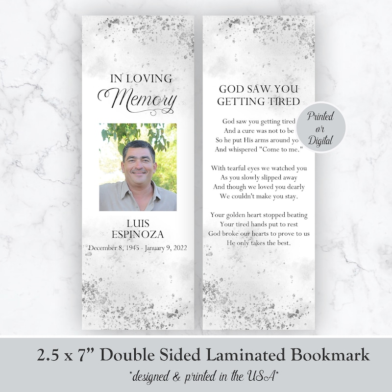 Laminated Obituary Bookmarks - Etsy