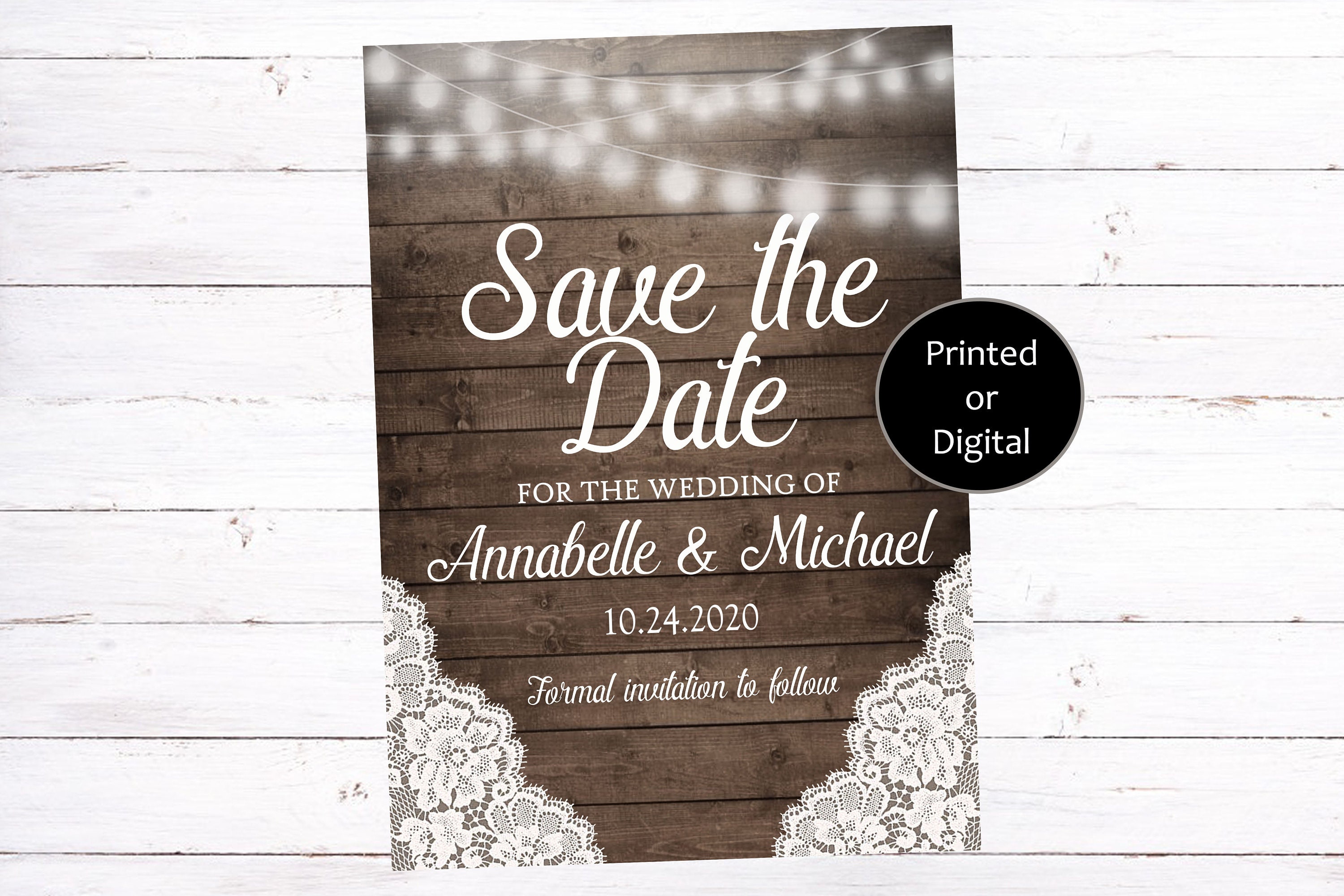 Save the Date Card Rustic Save the Date Rustic Save the Date - Etsy.de