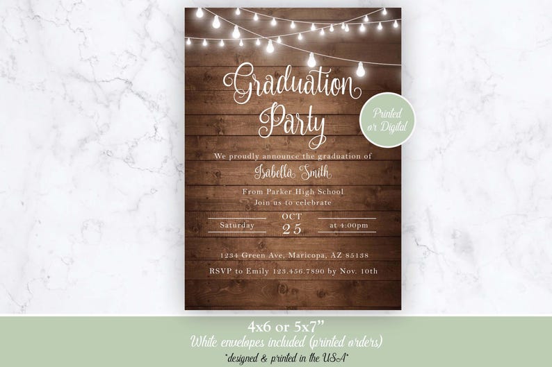 Rustic Graduation Invitation, Graduation Invitation, Rustic Invitation ...