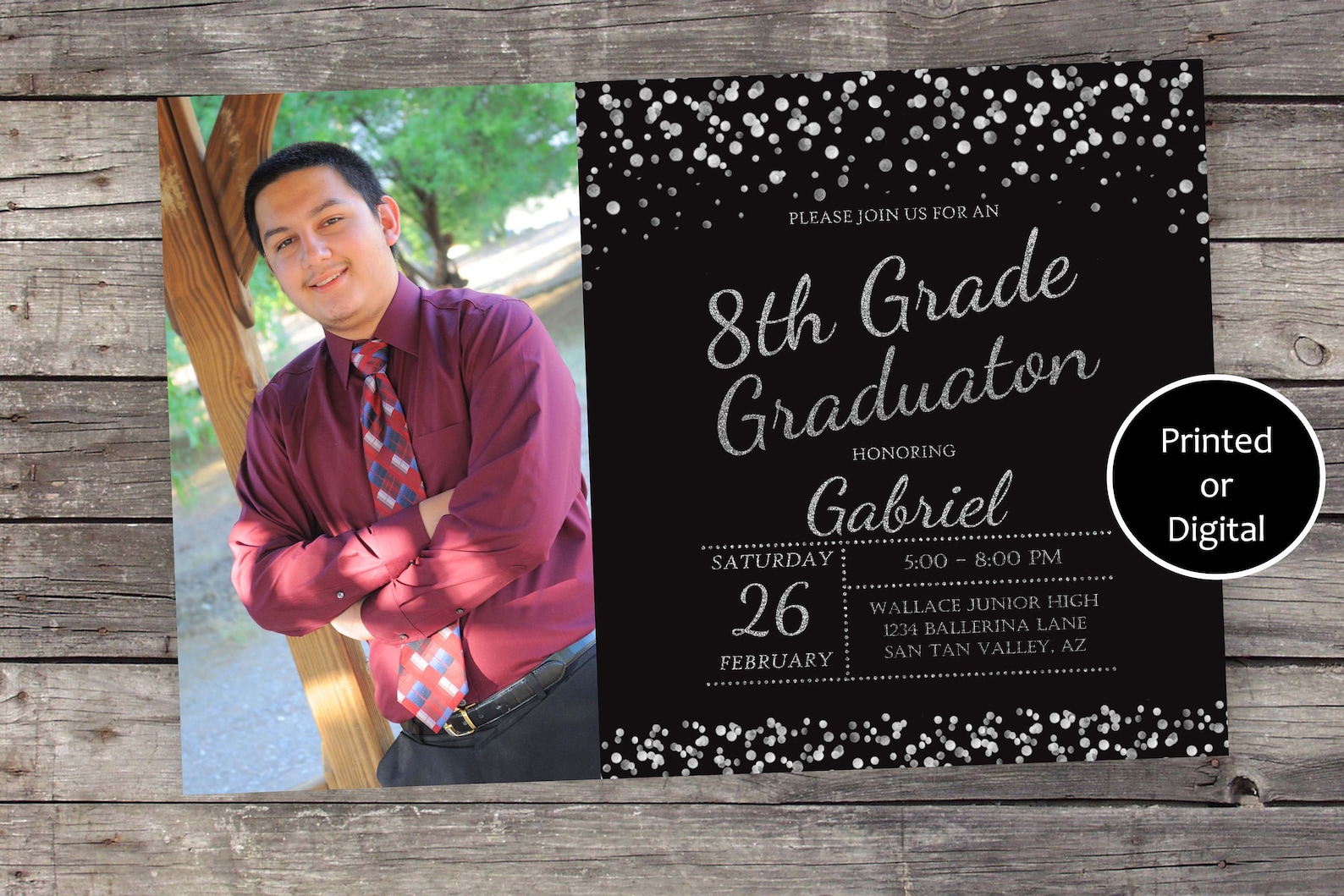 8th Grade Graduation Invitation, Middle School Graduation Invitation ...