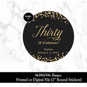 30th Birthday Stickers, 30 Birthday Stickers, Gold 30th Birthday ...