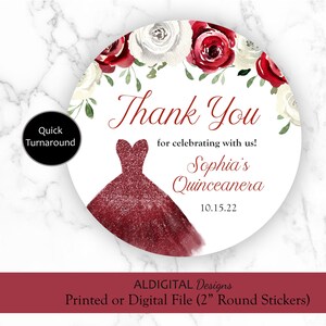 Quinceanera Red Floral Full Size Candy Bar Label, Quinceanera Chocolate ...