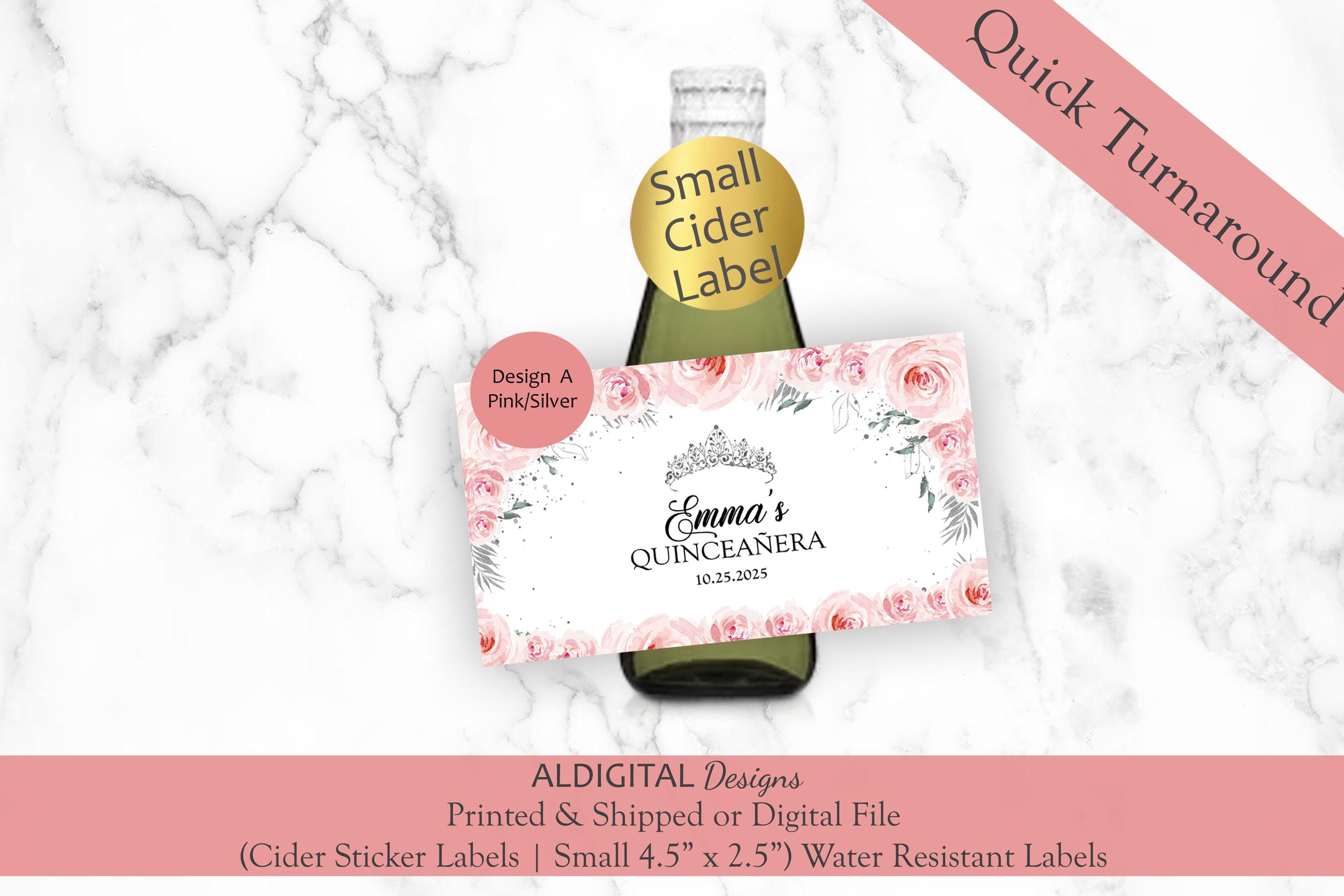 Cider Labels, Quinceanera Pink Gold Apple Cider Labels, Quinceanera ...