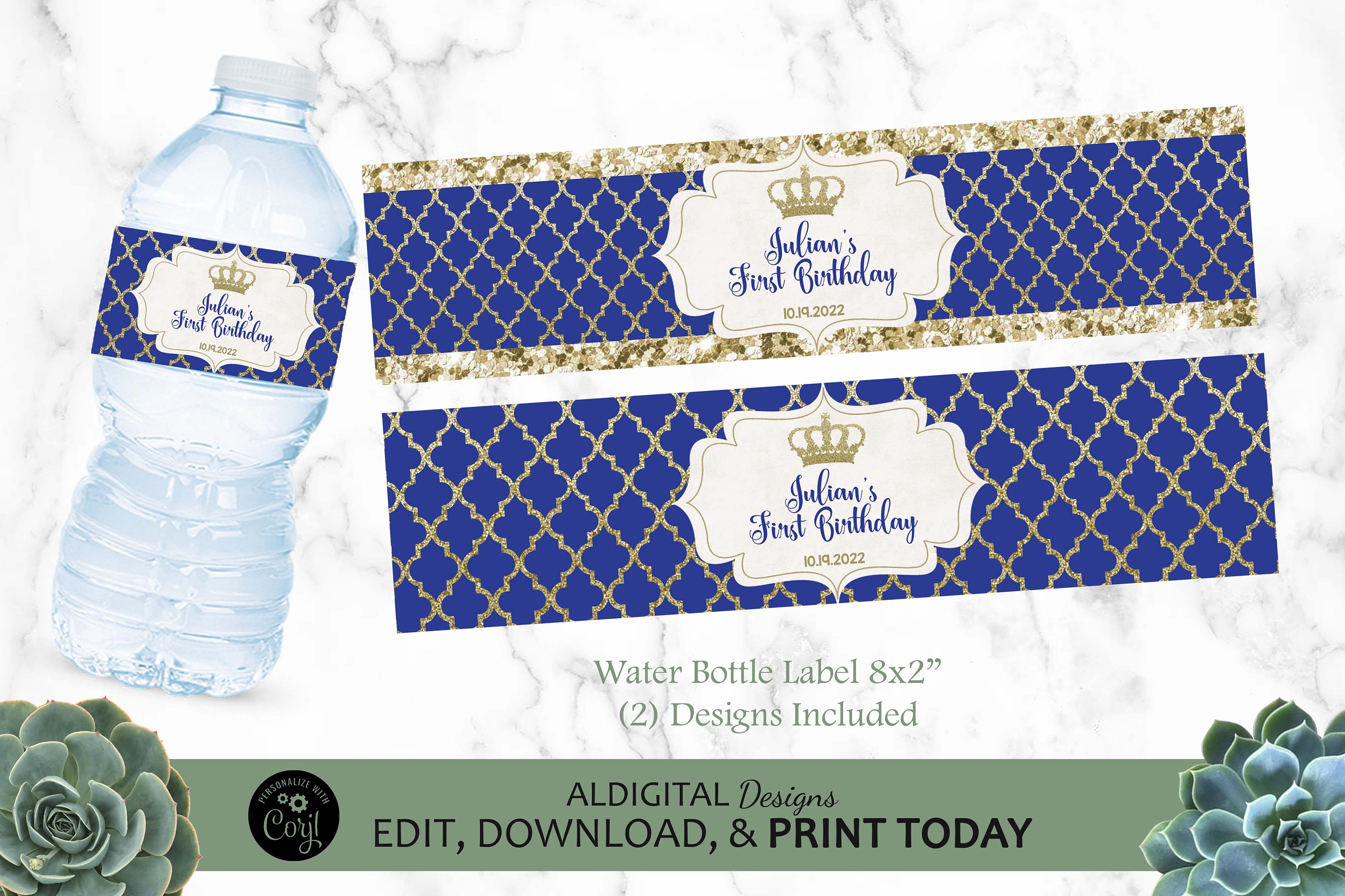 Prince Water Bottle Label, Royal Prince Water Bottle Labels, Prince ...