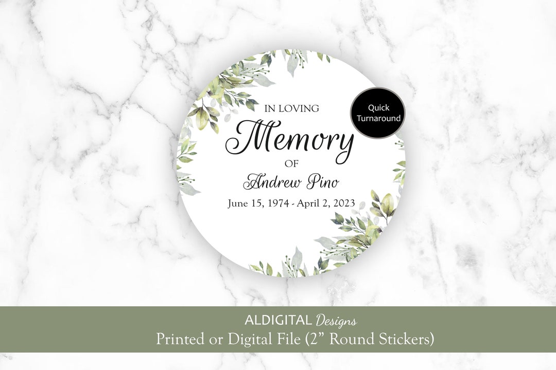 Funeral Stickers, Funeral Memorial Stickers, Personalized Memorial ...