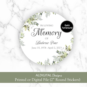 Funeral Stickers, Funeral Memorial Stickers, Personalized Memorial ...