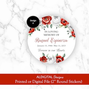 Funeral Memorial Stickers, Funeral Memorial Red Favor Stickers ...