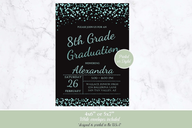 8th Grade Graduation Invitation, Middle School Graduation Invitation ...