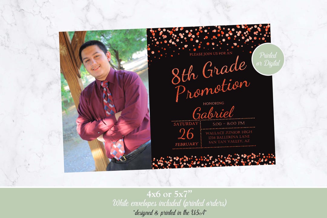 8th Grade Graduation Invitation, Middle School Graduation Invitation ...