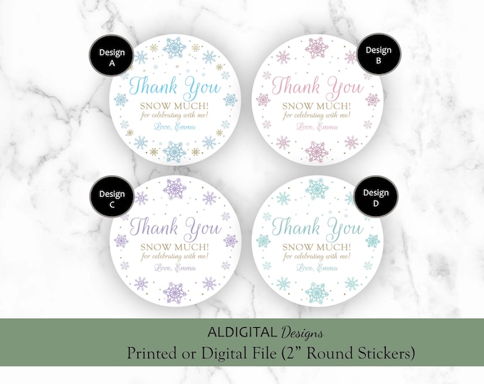 Thank You Snow Much Stickers, Winter Stickers, Winter Birthday Stickers ...