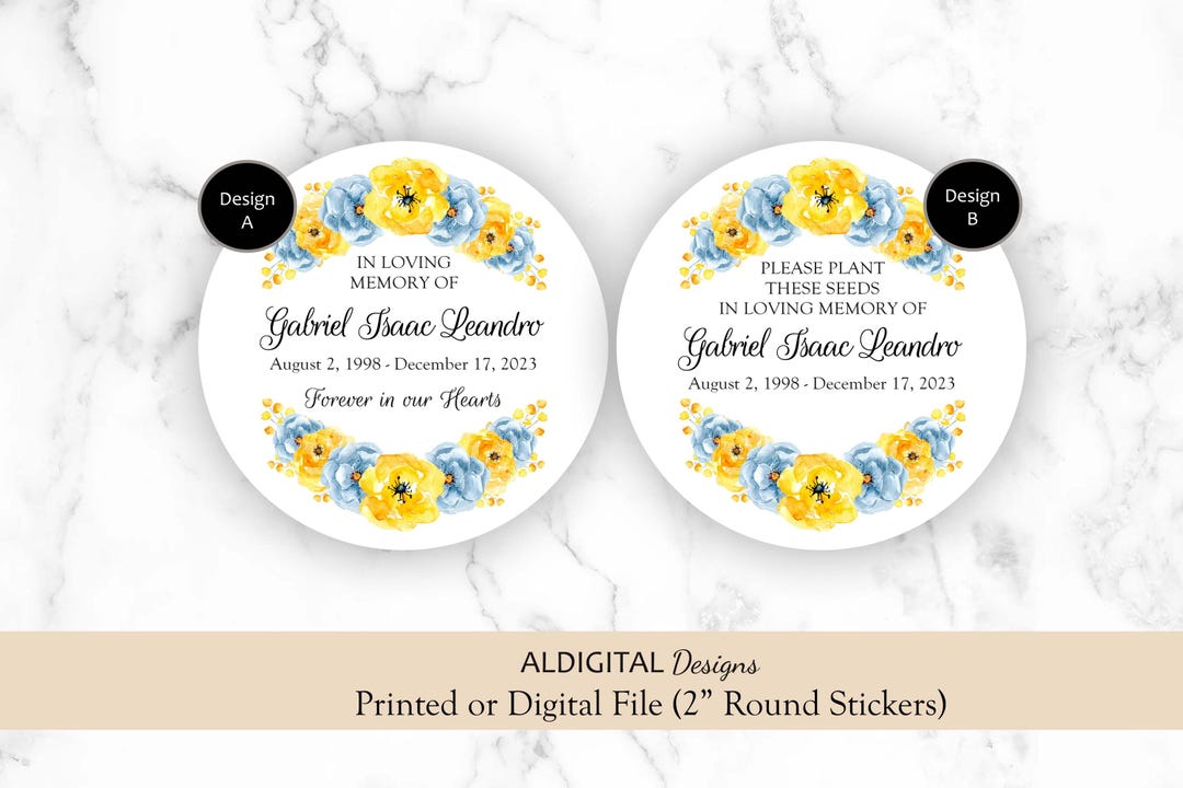 Funeral Memorial Stickers, Funeral Memorial Favor Stickers, Memorial ...