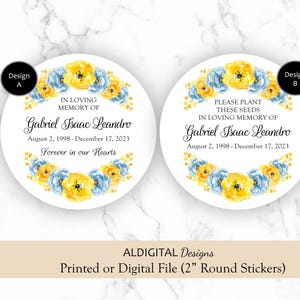 Funeral Memorial Stickers, Funeral Memorial Favor Stickers, Memorial ...