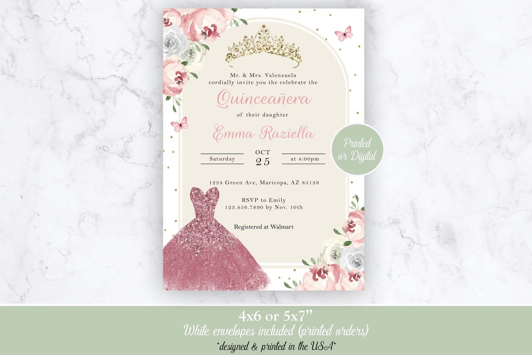 Quinceanera Invitation, Pink Quinceanera Invitation, Quinceanera Pink ...