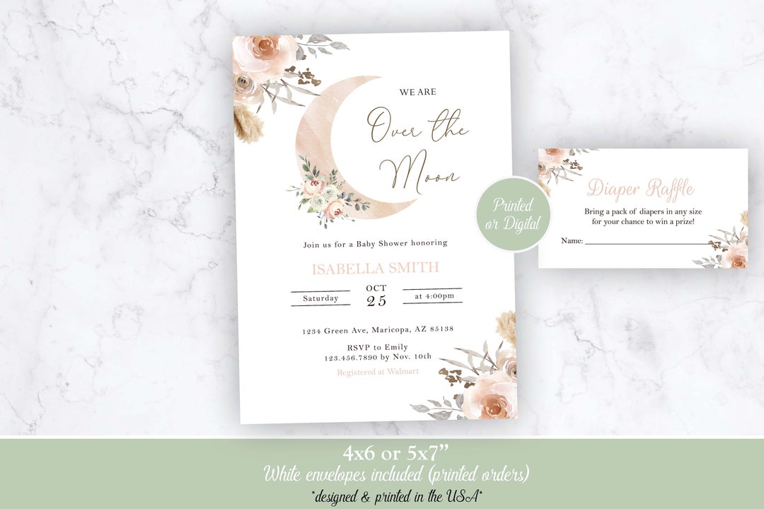 Over the Moon Baby Shower Invitation, We're Over the Moon Baby Shower ...