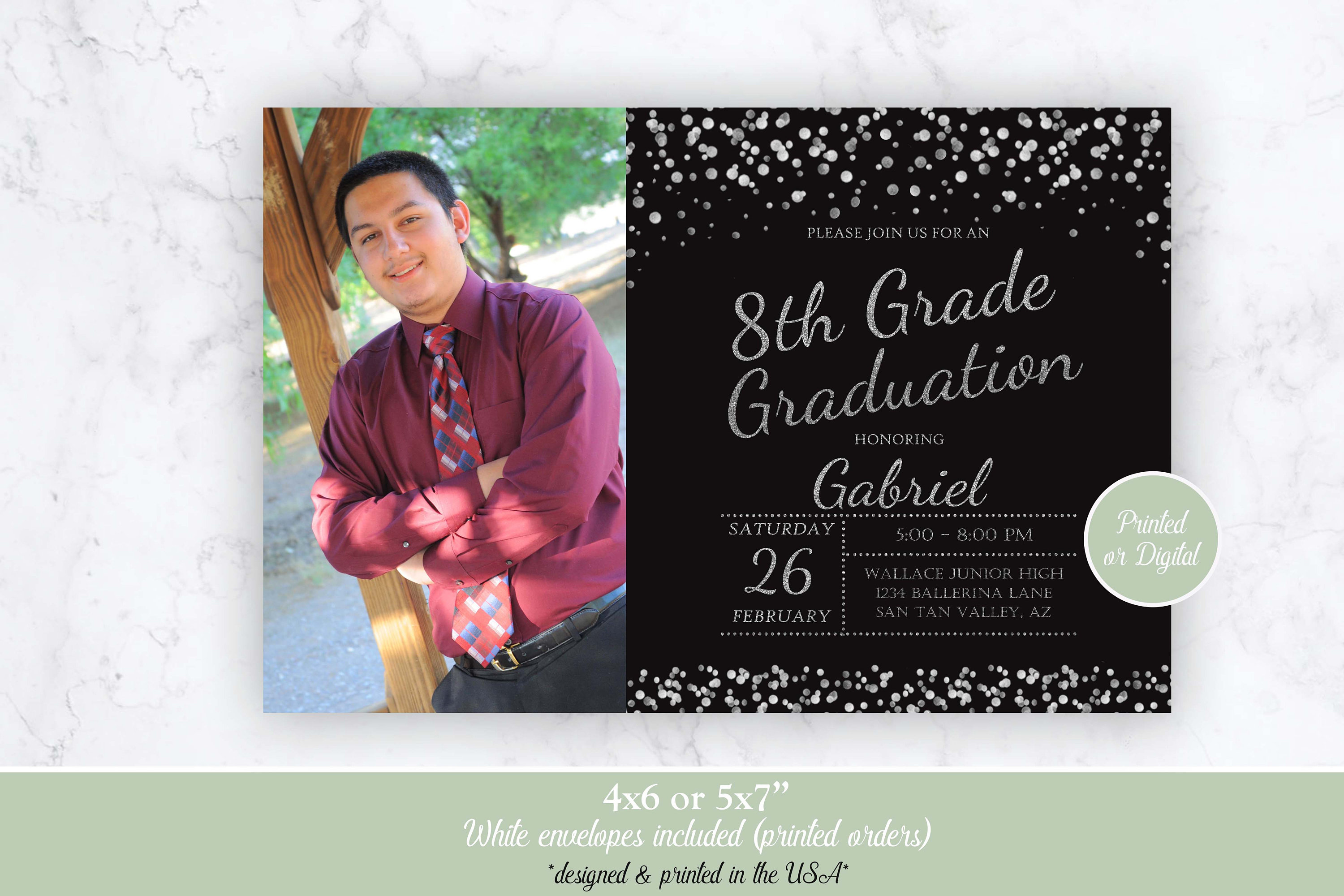 8th Grade Graduation Invitation, Middle School Graduation Invitation ...