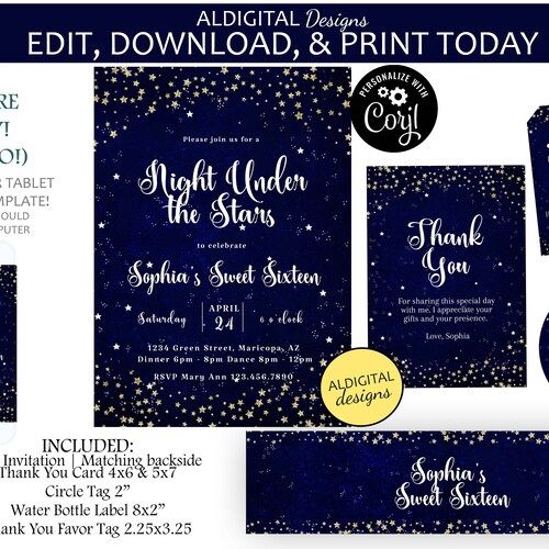 Starry Night Invitation Under the Stars Invitation Sweet | Etsy