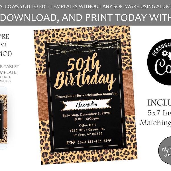 Cheetah Invitation - Etsy