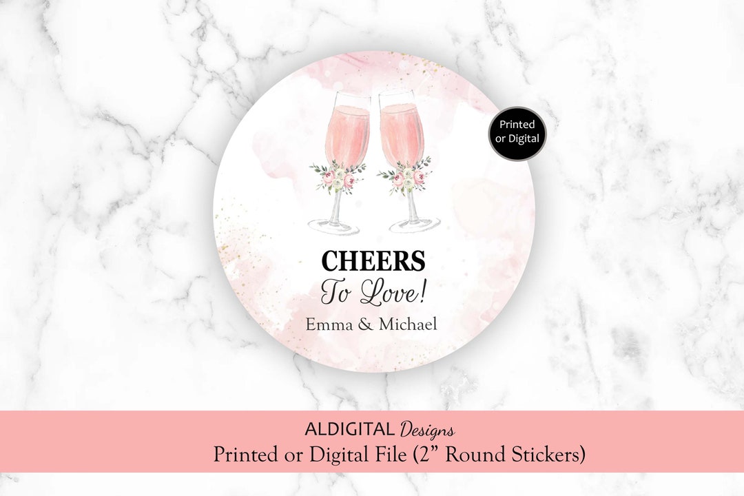 Cheers to Love Stickers, Cheers to Love Favor Stickers, Wedding Cheers ...