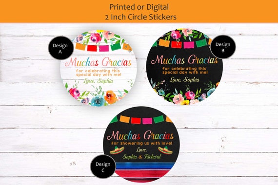 Fiesta Thank You Stickers Mexican Fiesta Stickers Fiesta - Etsy