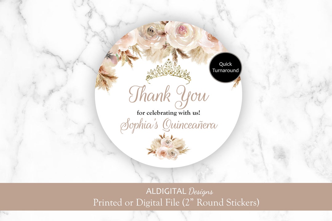 Quinceanera Crown Sticker, Quinceanera Crown Favor Stickers ...