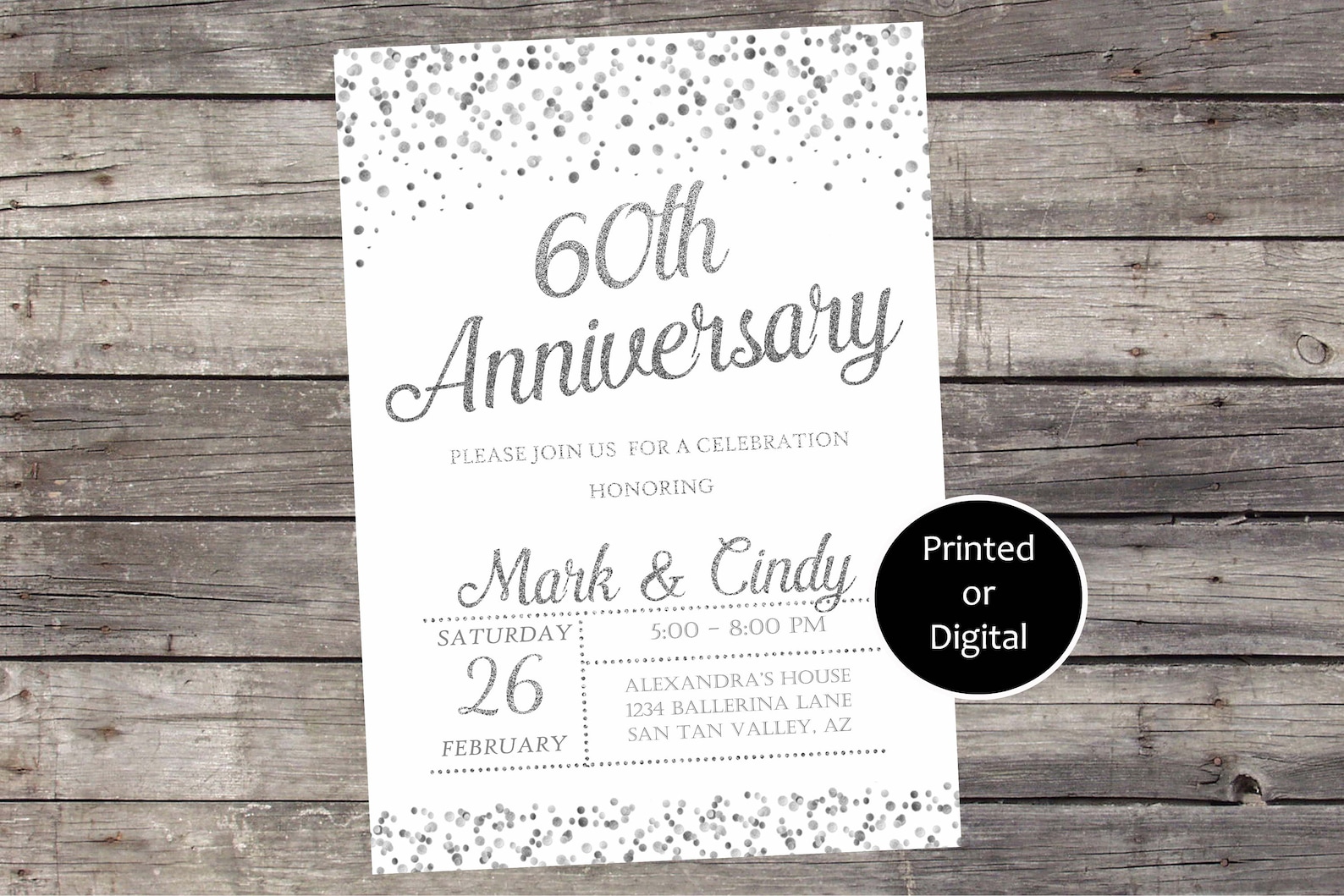 Silver Wedding Anniversary Invitation Wedding Anniversary | Etsy