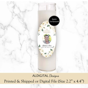 Funeral Remembrance Candle Labels, Funeral Prayer Candle Sticker Labels ...