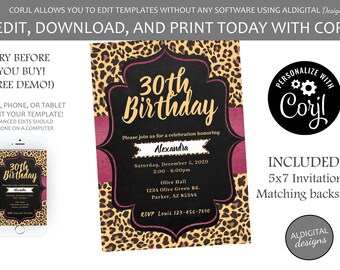 Cheetah Birthday Invitation | Etsy