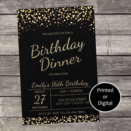 Birthday Dinner Invitation Birthday Dinner Party Surprise | Etsy