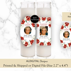 Funeral Remembrance Candle Labels, Funeral Prayer Candle Sticker Labels ...