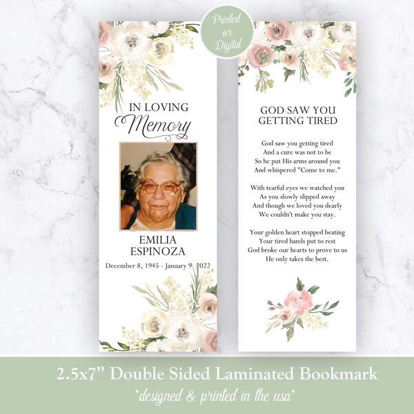 Laminated Obituary Bookmarks - Etsy