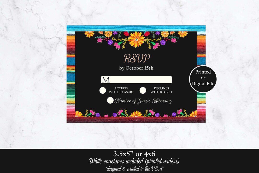Fiesta RSVP Card, Fiesta Insert Card, Mexican Fiesta, Mexican Fiesta ...