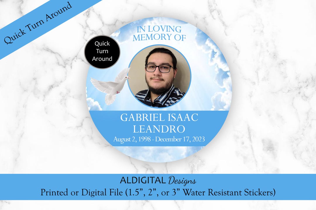 Memorial Stickers, Funeral Memorial Stickers, Personalized Memorial ...