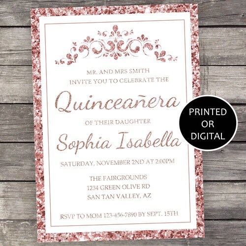 Quinceañera Invitation Mis Quince Años Invitation Rose Gold - Etsy