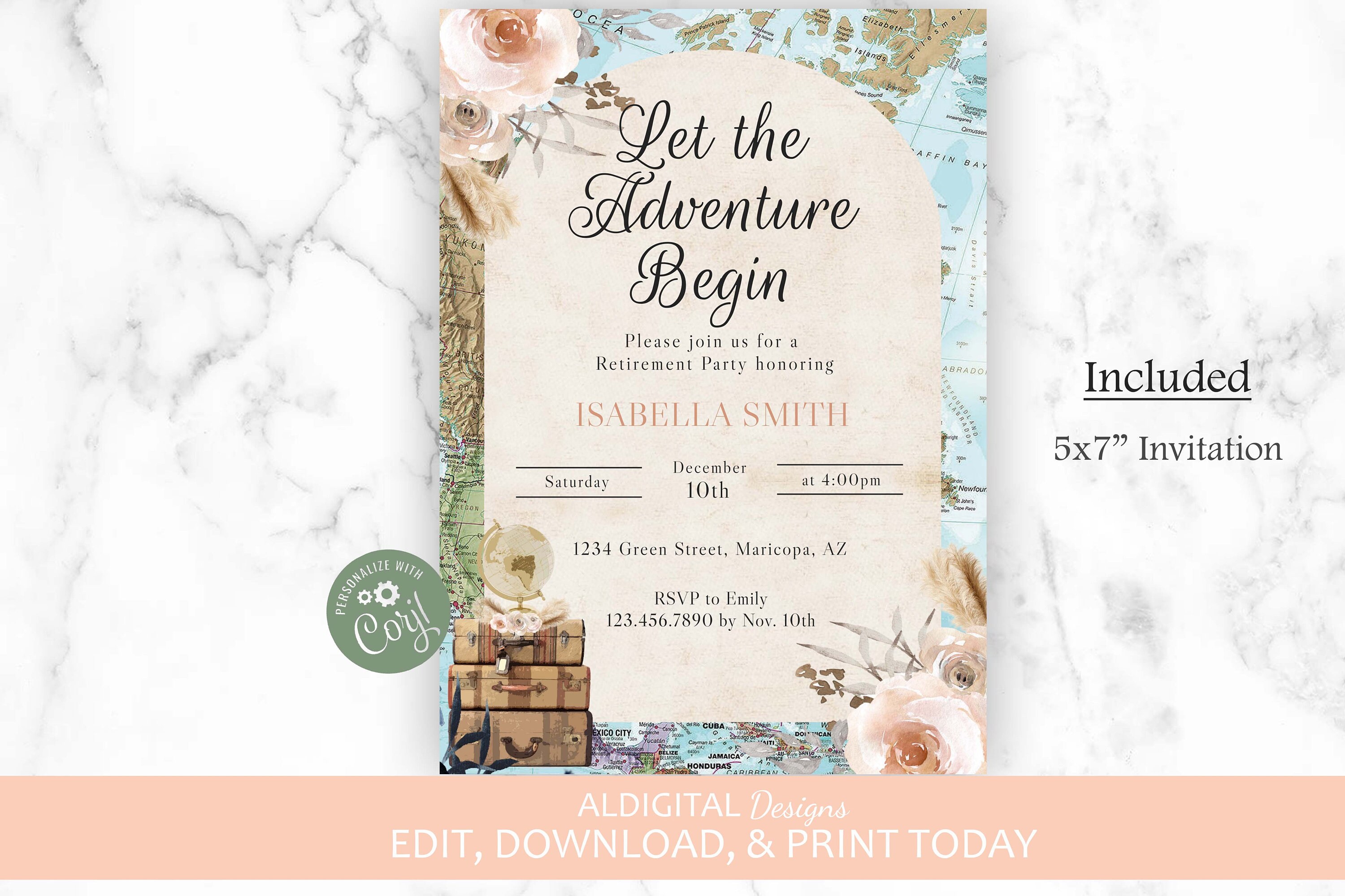 Travel Retirement Invitation World Map Travel Retirement - Etsy Canada