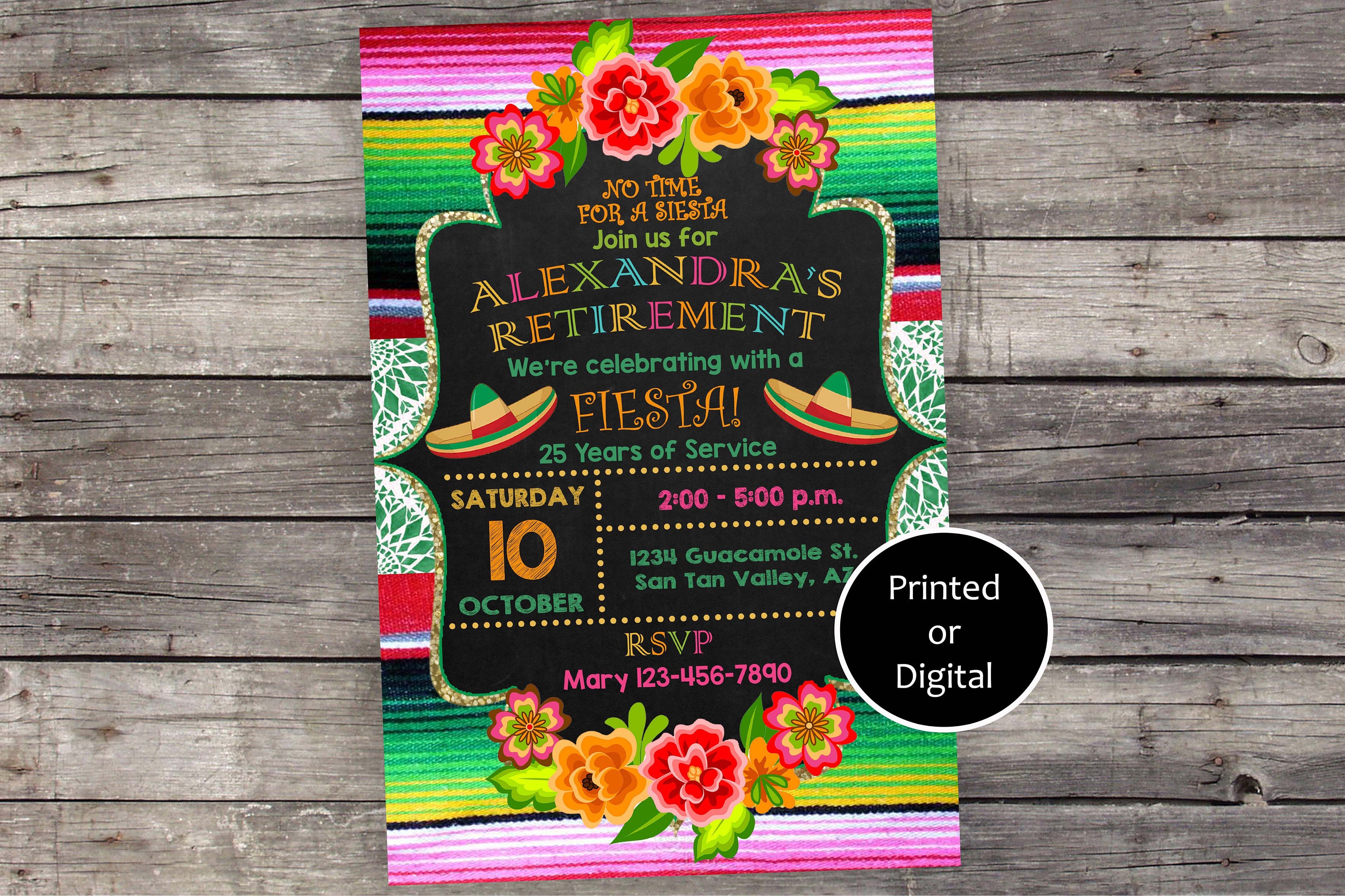 Fiesta Invitation Fiesta Retirement Invitation Mexican | Etsy