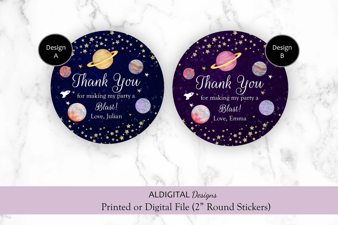 Outer Space Sticker, Outer Space Favor Stickers, Space Favor Sticker ...