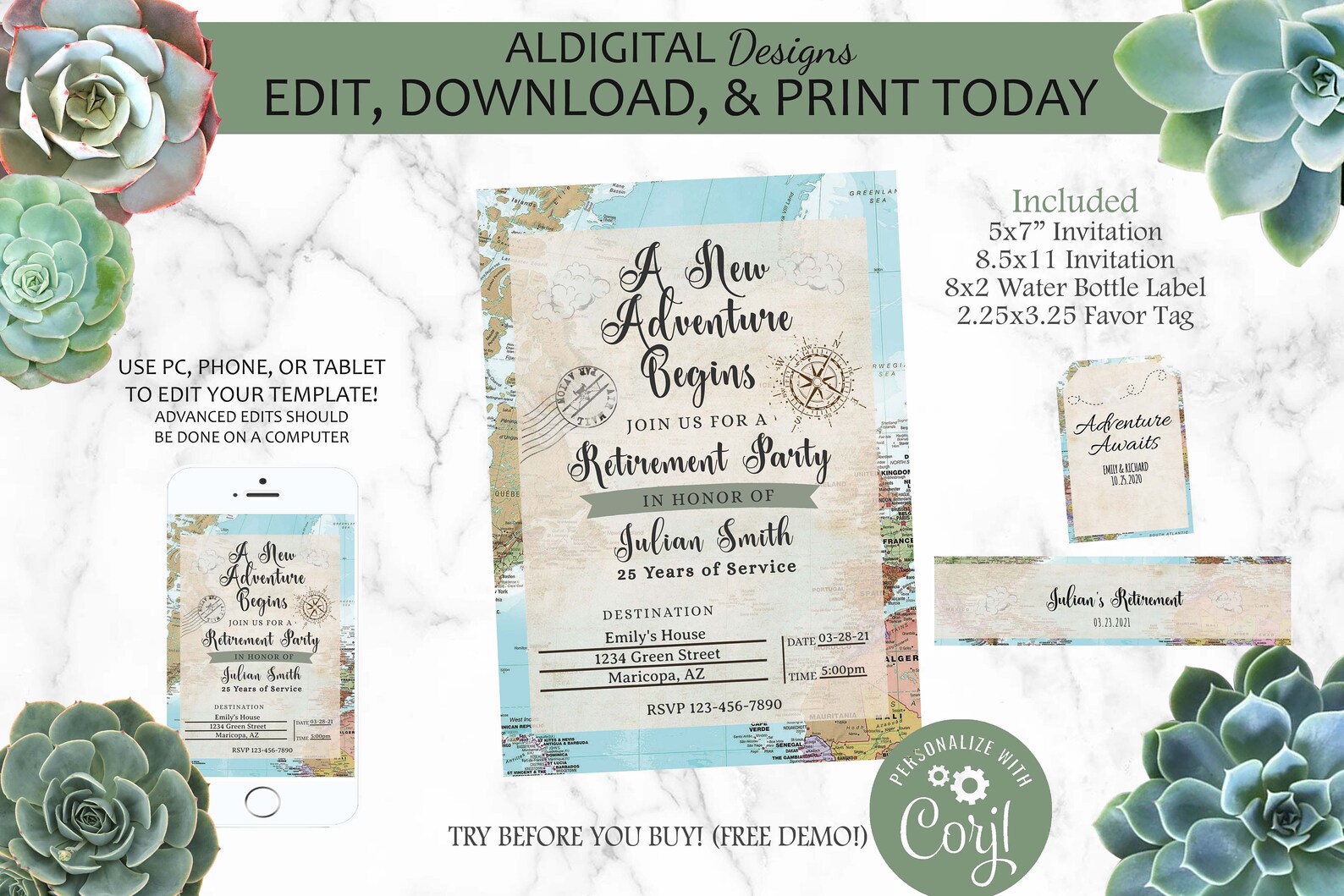 Travel Retirement Invitation, World Map Travel Retirement Invitation ...