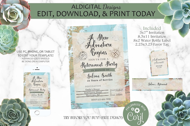 Travel Retirement Invitation World Map Travel Retirement - Etsy
