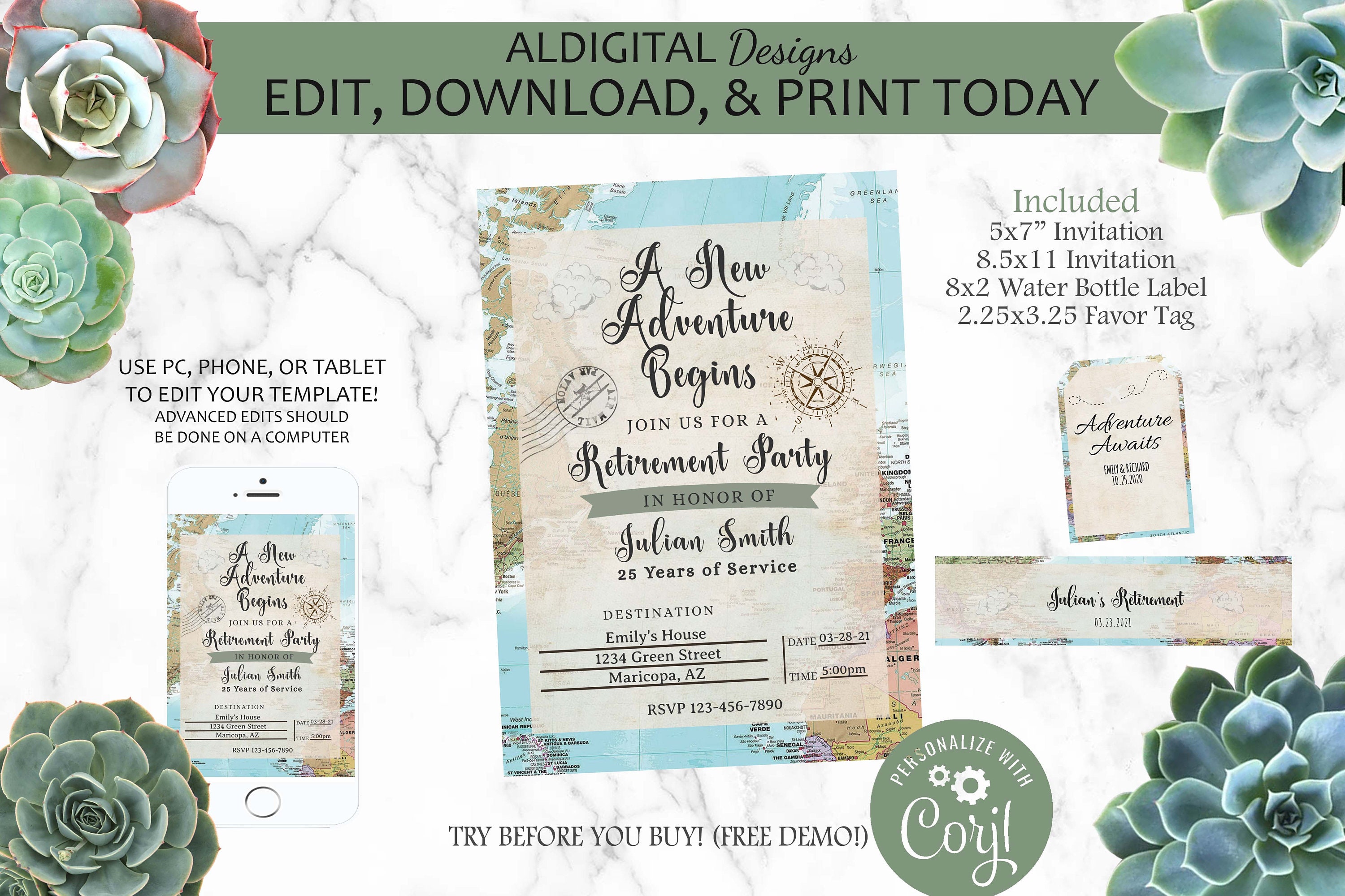 Travel Retirement Invitation World Map Travel Retirement | Etsy