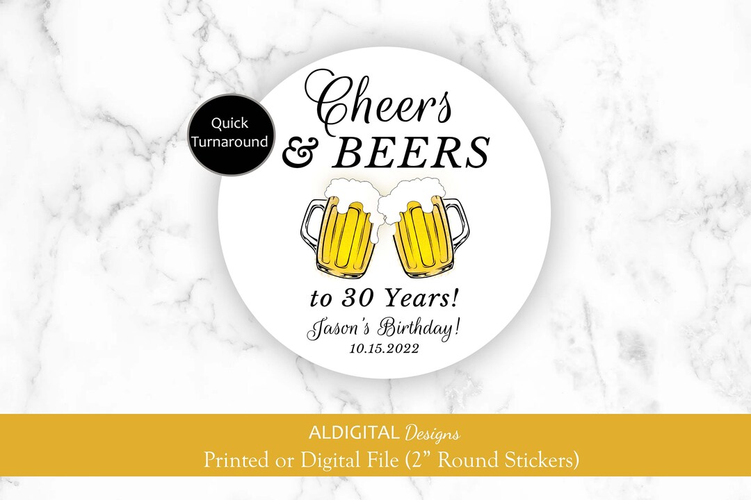 Cheers & Beers Stickers, Cheers and Beers Favor Stickers, Cheers Favor ...