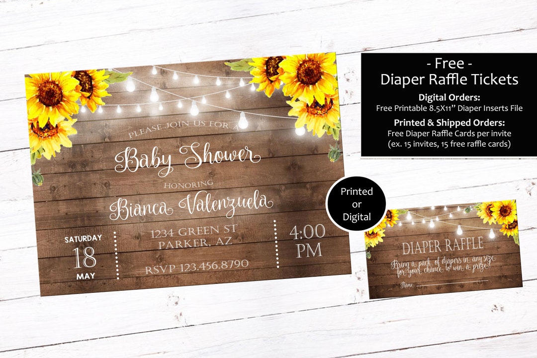 Sunflower Baby Shower Invitation, Sunflower Invitation, Sunflower Baby ...