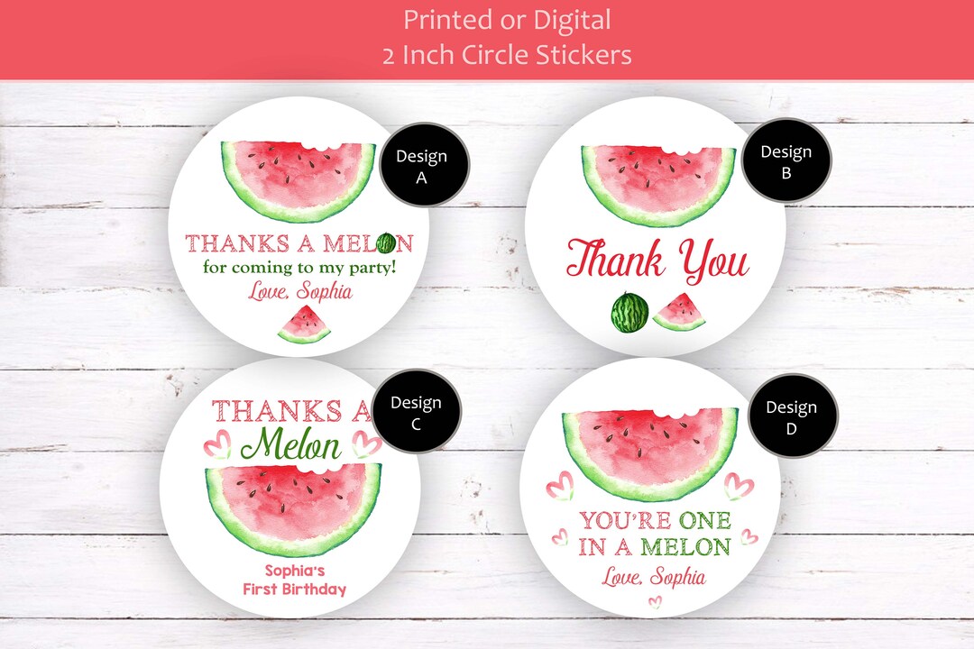 Watermelon Thank You Stickers, Watermelon Stickers, Melon Stickers ...