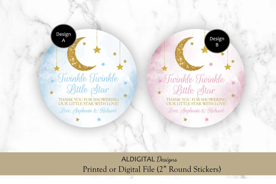 Twinkle Twinkle Little Star Stickers, Baby Shower Stickers, Baby Shower ...