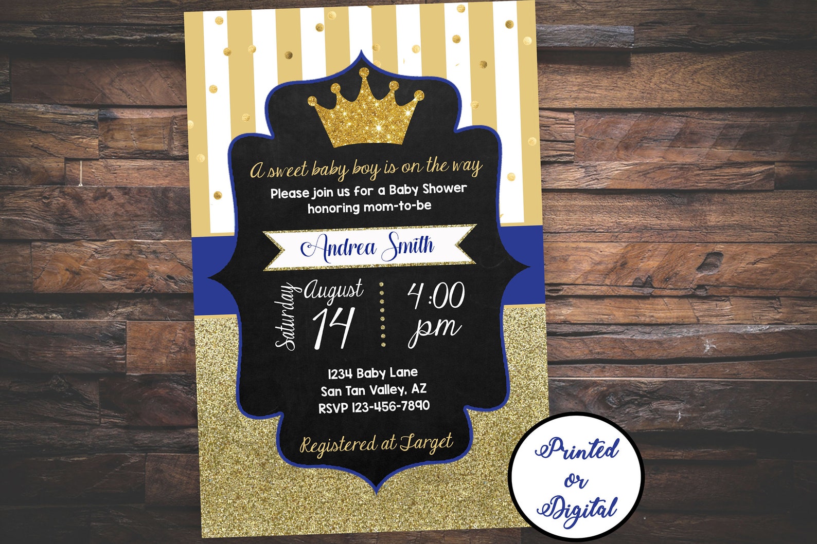 Prince Baby Invitation Royal Prince Baby Shower Invitation | Etsy